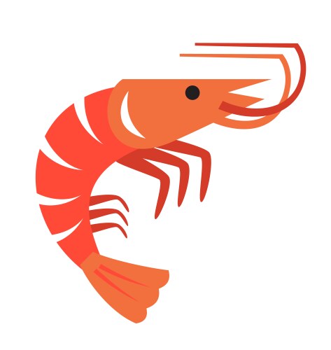 Happy prawn or shrimp with curly feelers Vector Image