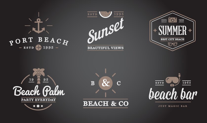 Set seafood logos for fish shop and restaurants Vector Image
