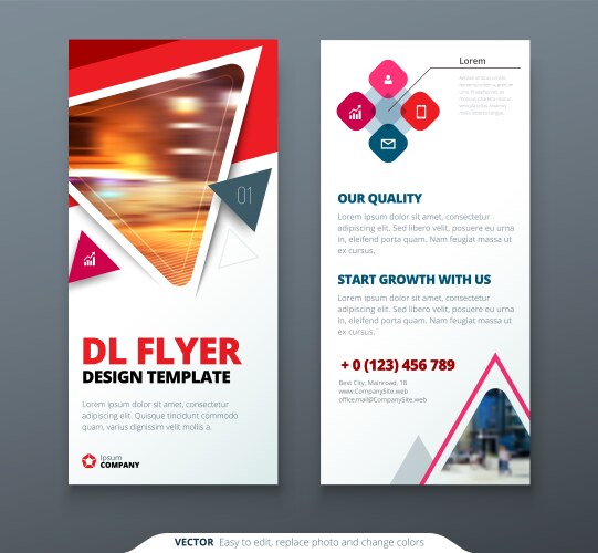 Red flyer template layout design corporate Vector Image