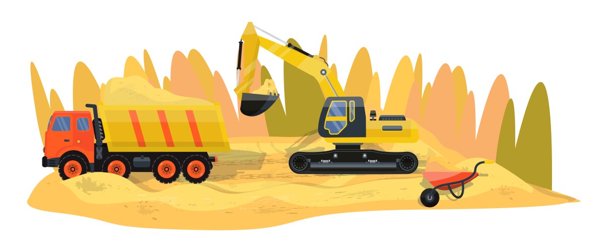 Quarry landscape flat marble Royalty Free Vector Image