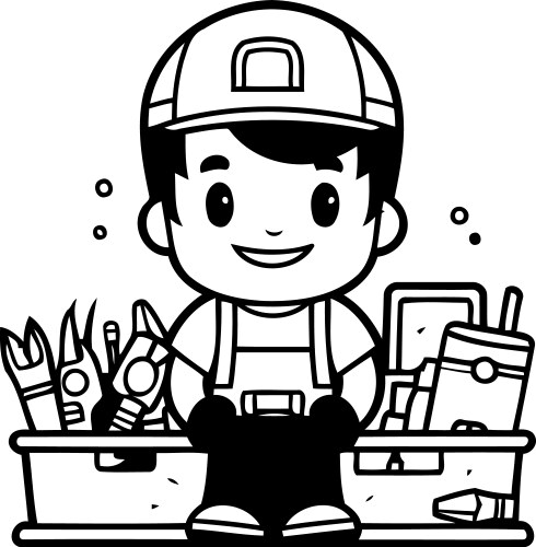 Cartoon handyman with tools cute Royalty Free Vector Image