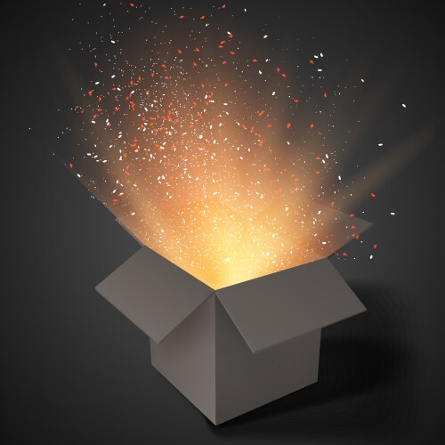 Happy birthday realistic magic open box Royalty Free Vector