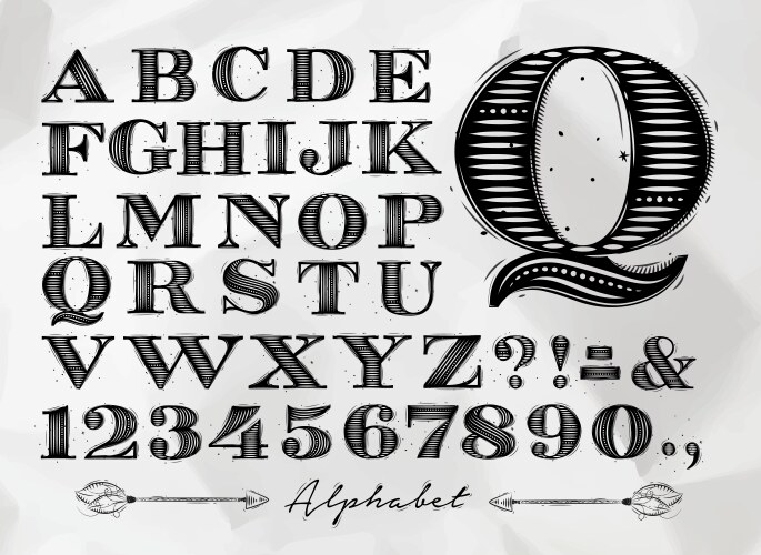 Vintage gothic alphabet Royalty Free Vector Image