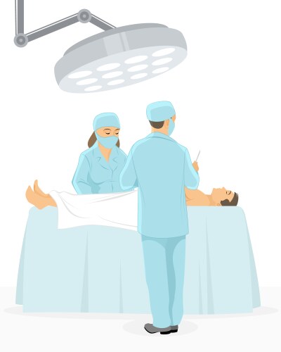 Surgeon team at work in operating room Royalty Free Vector