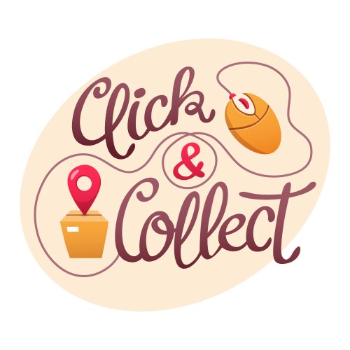Detailed click and collect sign Royalty Free Vector Image