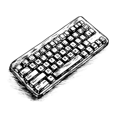 Keyboard drawing isolated hand drawn engraved Vector Image
