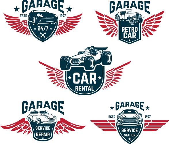 Car service or repair station logo garage signs Vector Image