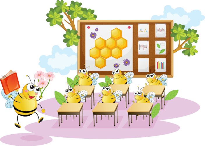 Cartoon bees holding the handle with honey Vector Image