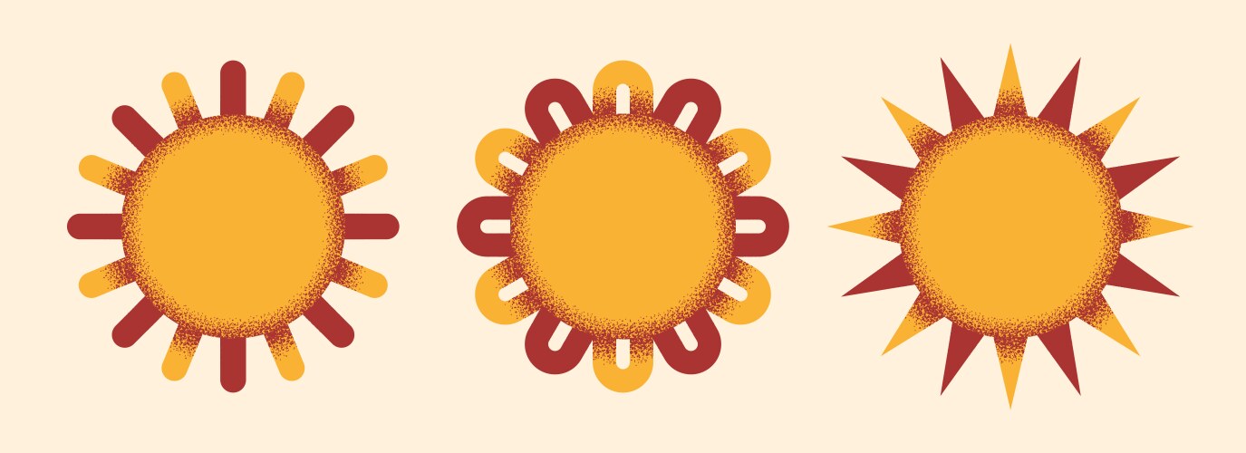 Three blank sun shapes set 1 Royalty Free Vector Image