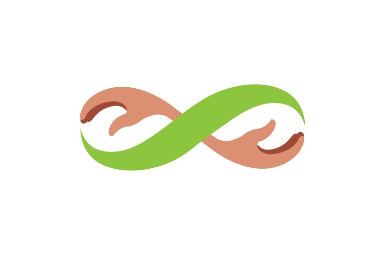 Infinity symbol with human hands Royalty Free Vector Image