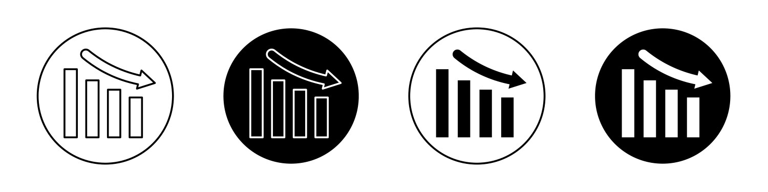 Arrow trend-down icon set down trend chart Vector Image