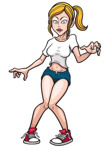 Scared woman being afraid a spider cartoon Vector Image