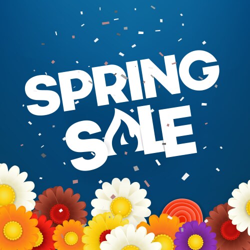 Spring sale banner with product display Royalty Free Vector