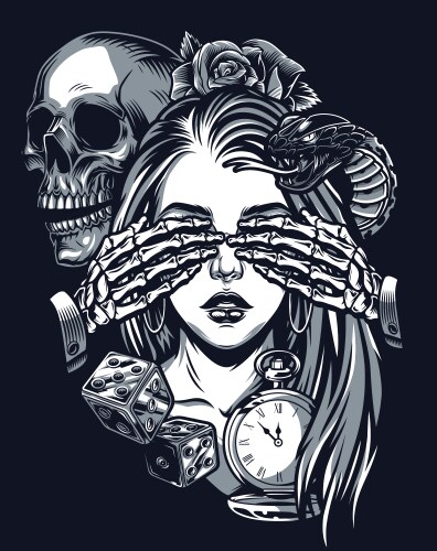 Monochrome chicano tattoo vintage concept Vector Image