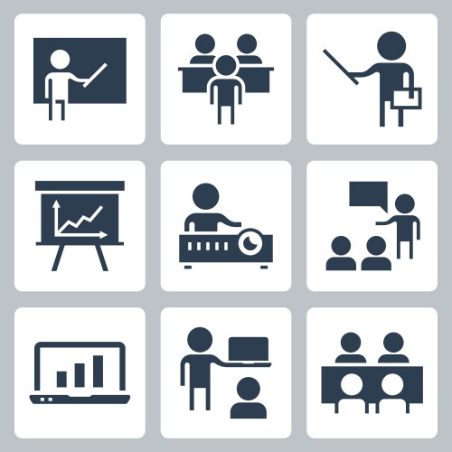 Presentation icon set Royalty Free Vector Image