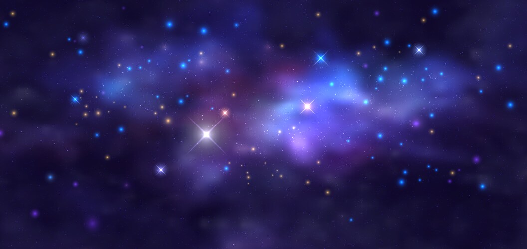 Horizontal space background with realistic nebula Vector Image