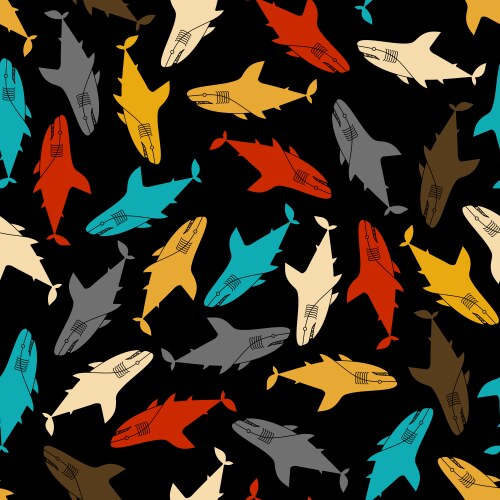 Shark military seamless pattern army background Vector Image