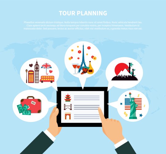 Modern flat style icons set for tourism industry Vector Image