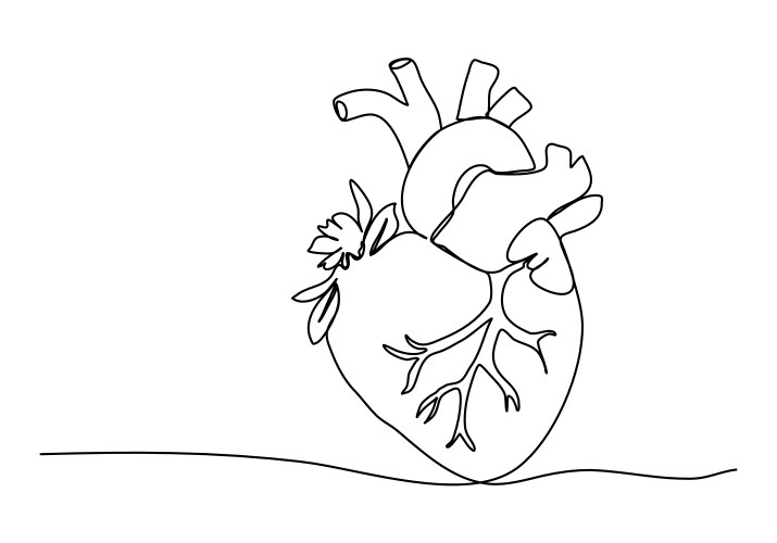 Heart one line drawing Royalty Free Vector Image