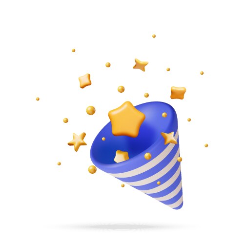 Golden 2024 numbers party popper cone and confetti