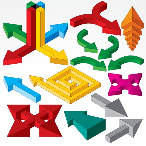 Isometric arrow shape focus Royalty Free Vector Image