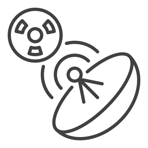 Parabolic antenna and radiation sign line Vector Image