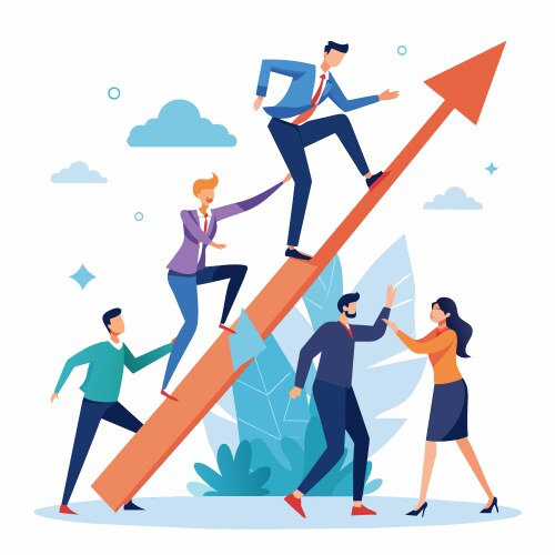Team growth teamwork to help improve working Vector Image