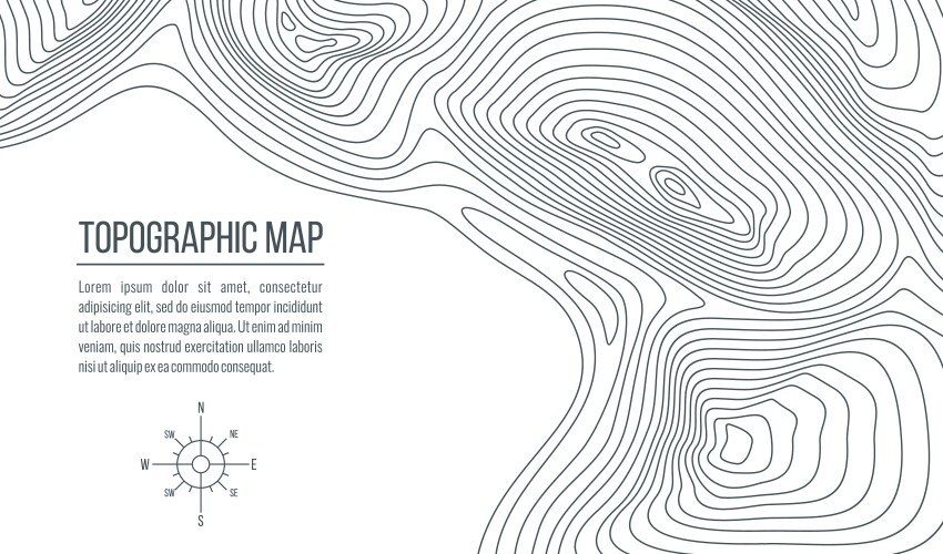 Topographic map trail mapping grid contour Vector Image