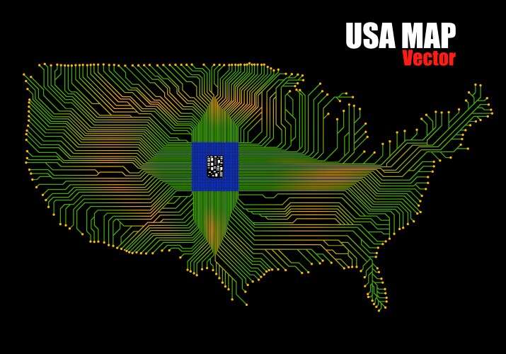 World map circuit board technology background Vector Image