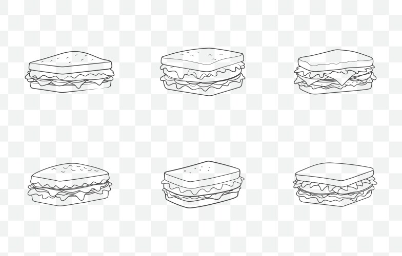Print tuna melt sandwich line art Royalty Free Vector Image