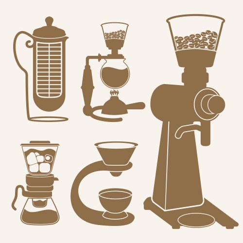 Brown coffee machine silhouette Royalty Free Vector Image