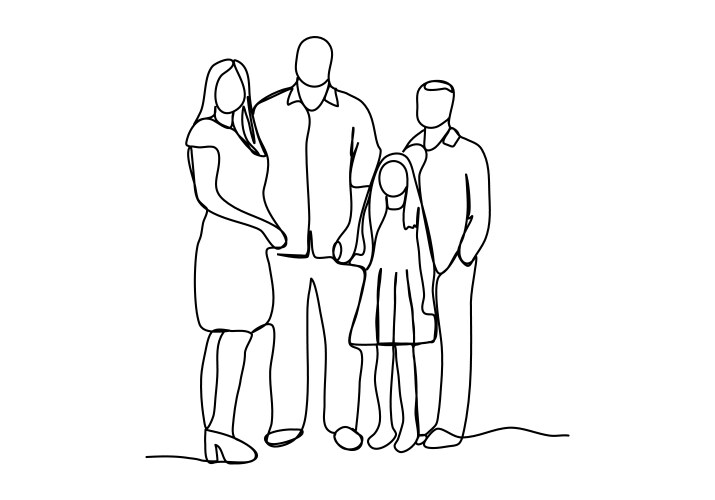 Family one line drawing Royalty Free Vector Image