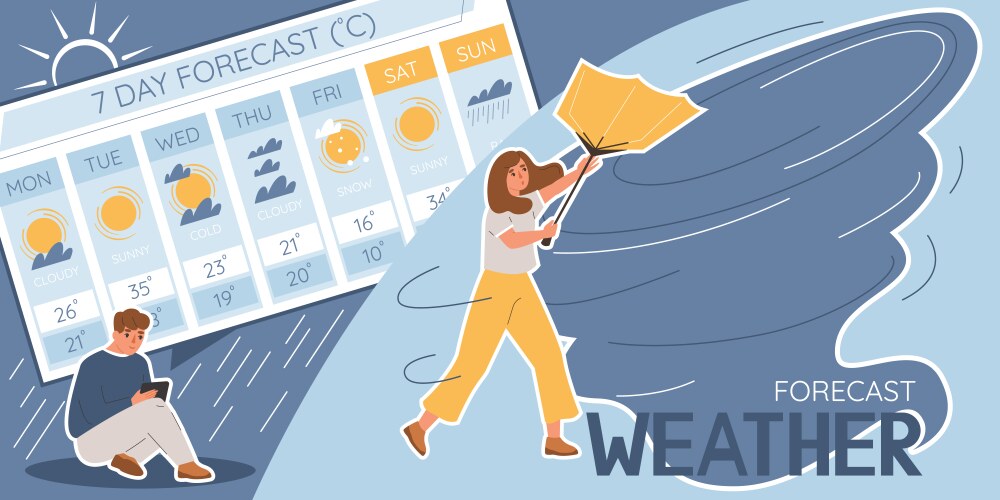 Male weather forecaster showing precipitation Vector Image