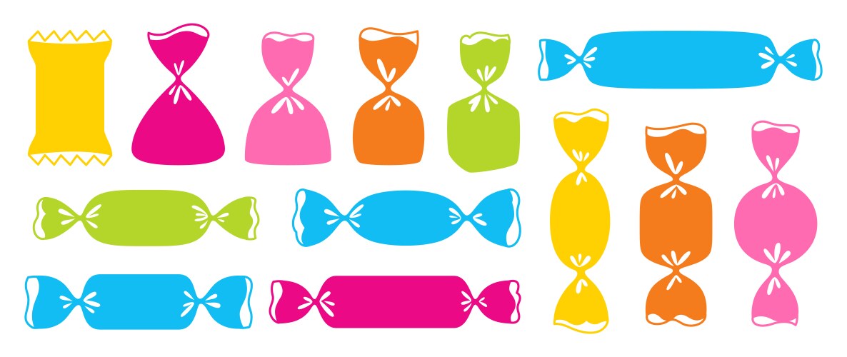 Candy ornament wrapped sign set sweets lollipop Vector Image