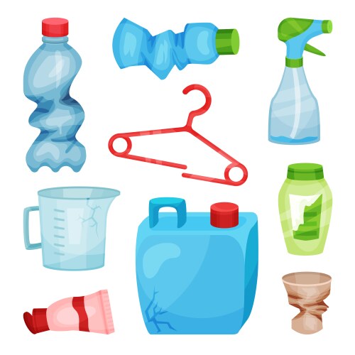Plastic waste collection on white Royalty Free Vector Image