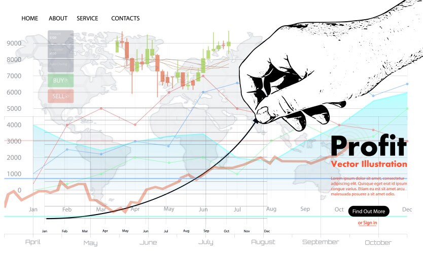 Investment growth graphic profit increase graph Vector Image