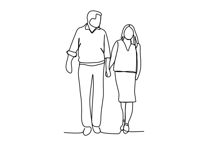 Family one line drawing Royalty Free Vector Image