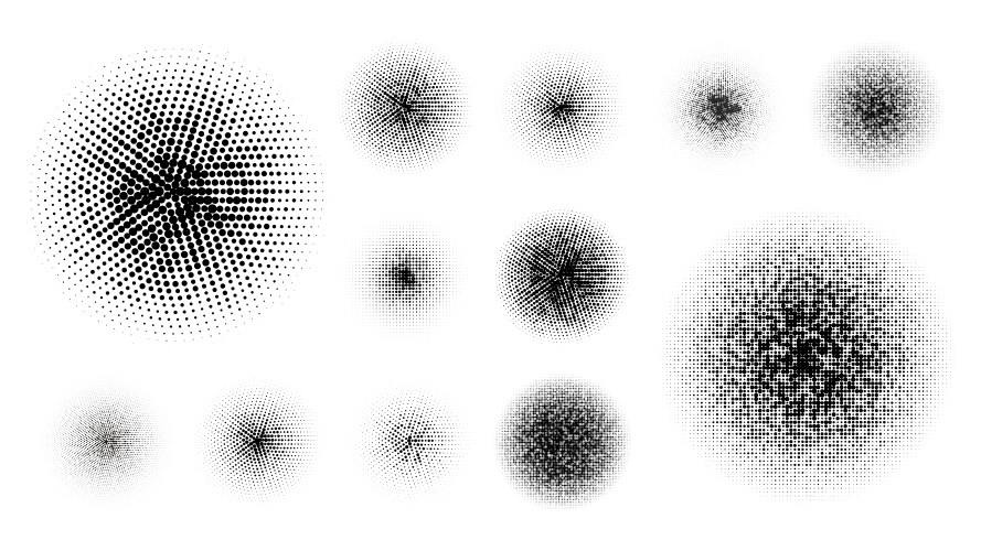 Megaphones set with halftone effects Royalty Free Vector