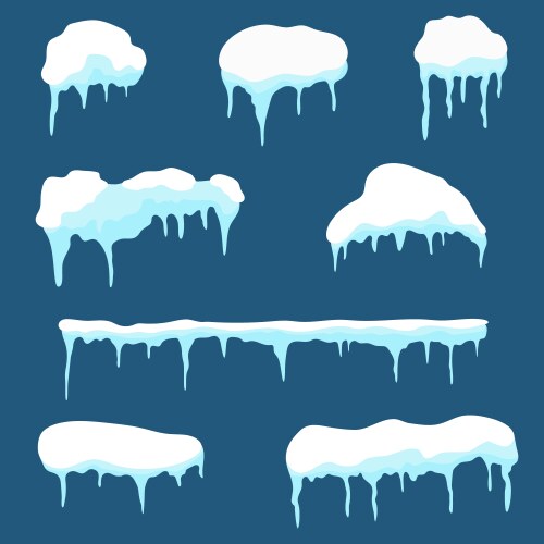 Cartoon snow caps snowdrifts and icicles snowy Vector Image