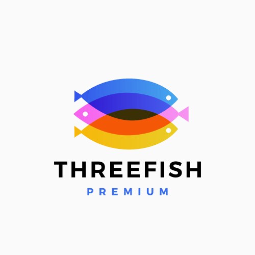 Three fishes triple fish multiply overlapping Vector Image