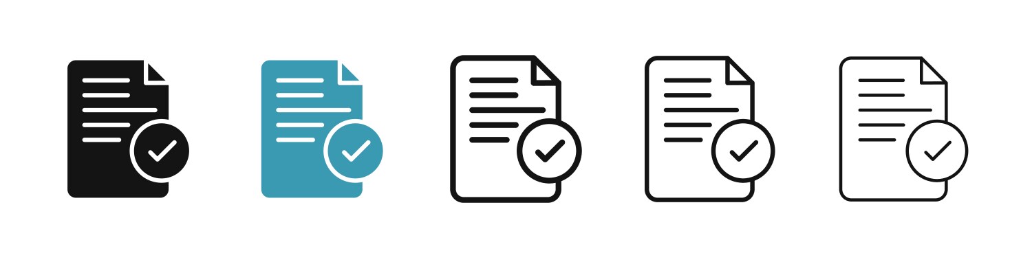 Accept document icon set summary done sign Vector Image