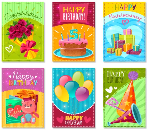 Happy birthday poster set Royalty Free Vector Image