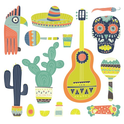 Mexican stickers Royalty Free Vector Image - VectorStock