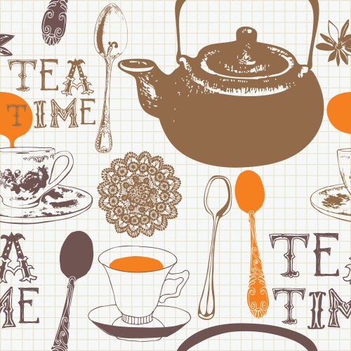Vintage Tea Party Motif Royalty Free Vector Image