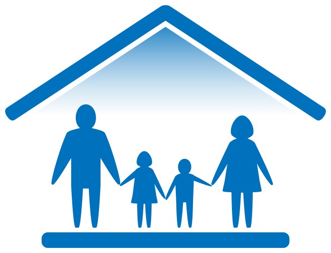 Family in house logo Royalty Free Vector Image