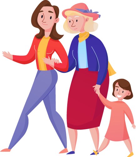 Smiling three generations of women posing together