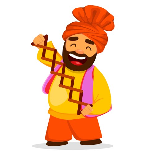 Sikh man with decorated drum Royalty Free Vector Image