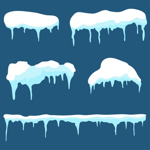 Cartoon snow caps snowdrifts and icicles snowy Vector Image