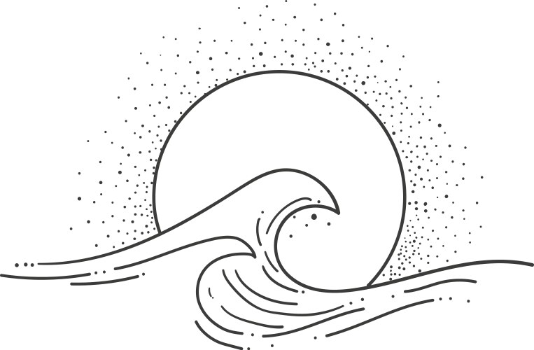 Stylized ocean wave engraving Royalty Free Vector Image