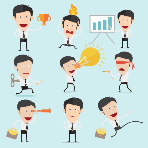 Businessman character set Royalty Free Vector Image Businessman character set Royalty Free Vector Image